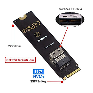 Cablecc NGFF M-Key NVME to U.2 U2 Kit SFF-8639 to SFF-8654 Slimline SAS PCIe SSD Adapter for Mainboard