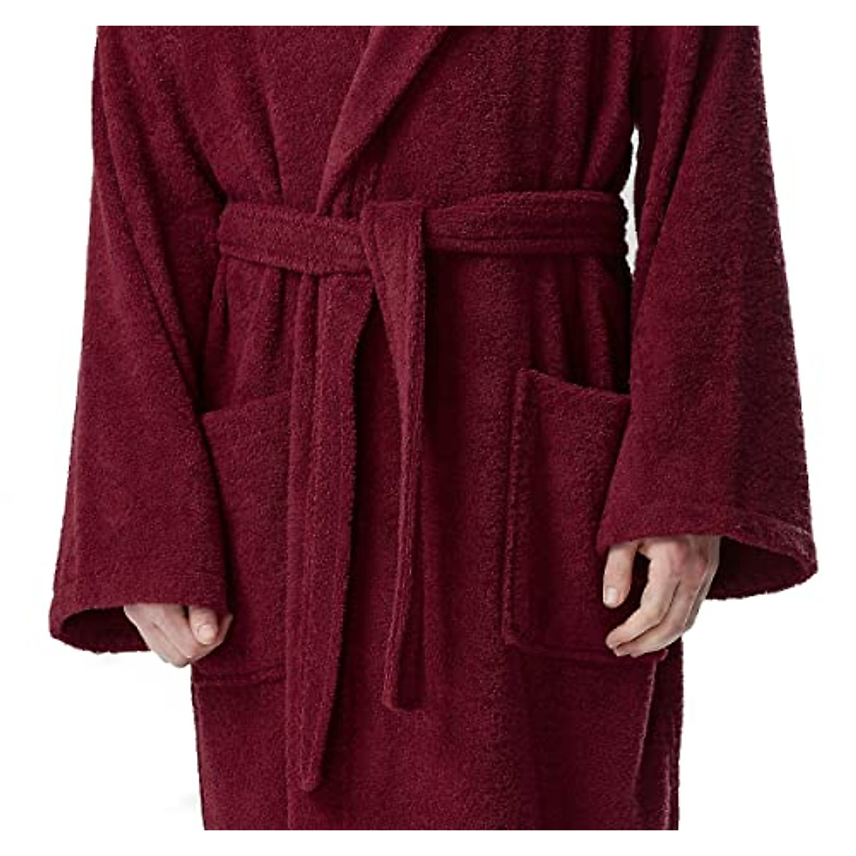 Arus Men's Long Hooded Classic Bathrobe Turkish Cotton Robe with Full Length Options, Extra Tall, Burgundy XX-Large
