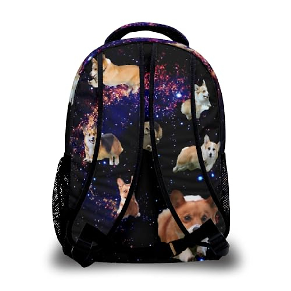 Granbey Galaxy Welsh Corgis Backpack Cute Space Puppies Waterproof College Bag Personalized Laptop Bag Travel Zipper Bookbag Casual Hiking Shoulder Daypack for Men Women Teens