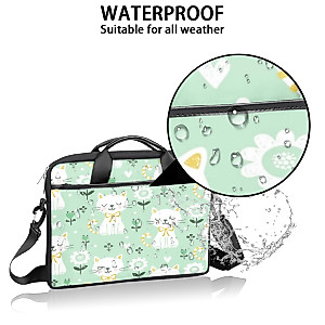Bow Flower Cat Laptop Computer Bag Waterproof Shoulder Messenger Bag 13-15 inch Durable Laptop Tote Bag with Shoulder Strap Handle Lightweight Crossbody Briefcase