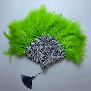 Msbfea Big Size Design African Orange Feather Fan Ladies Wedding Feather Fan for Bride Double Side Feather Nigerian Flower - 35cmx45cm Color 945