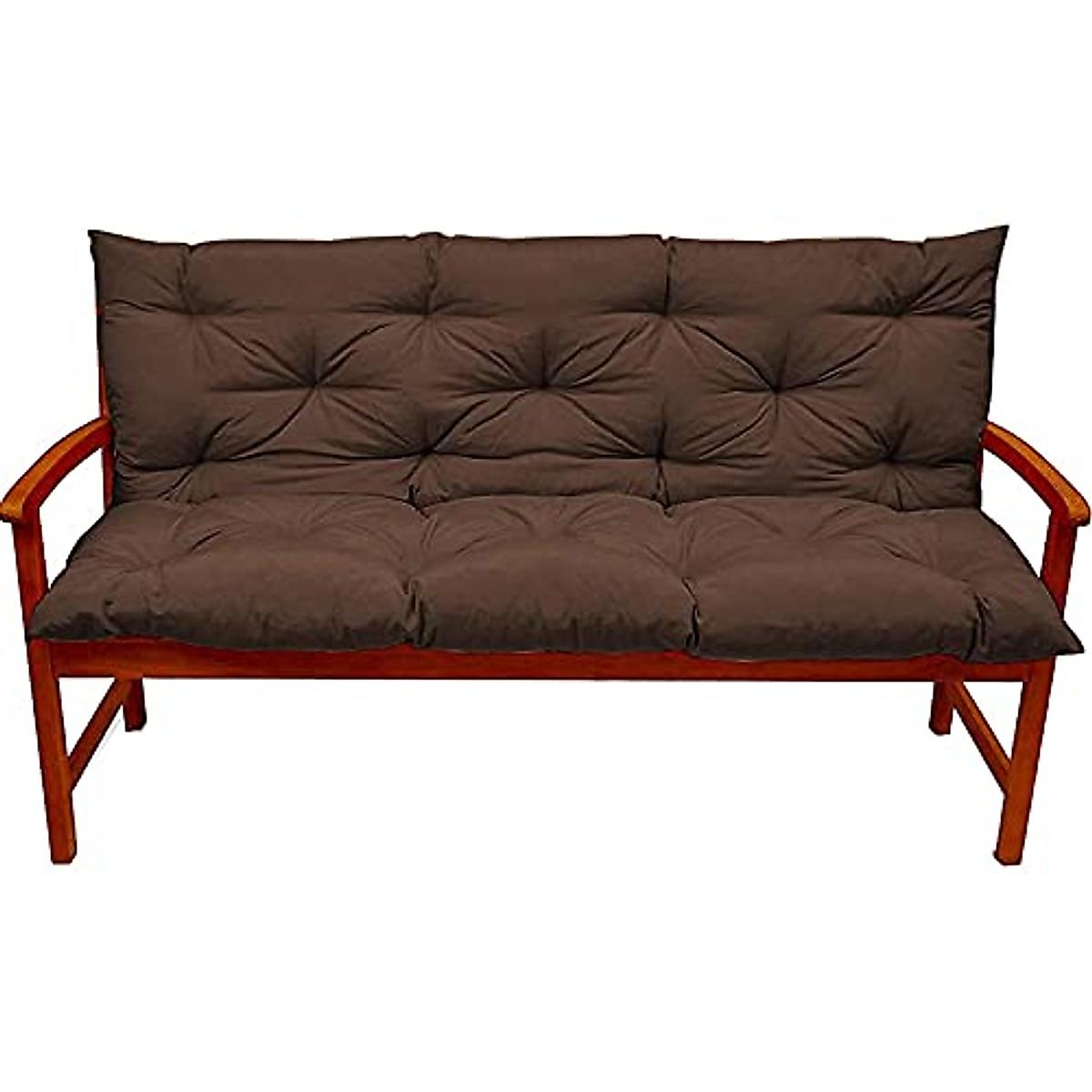 QIQIQ Bench Cushion Replacement 2 or 3 Seat Waterproof Non-Slip Backrest Mat Outdoor Lounger Garden Patio Swing, Brown, 1 Count (Pack of 1)
