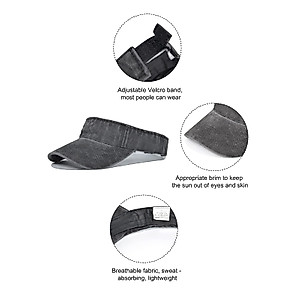 Mens Womens Sun Visors with UV Protection Adjustable Sports Sun Visor Hats for Sports Summer Hats Solid Black One Size