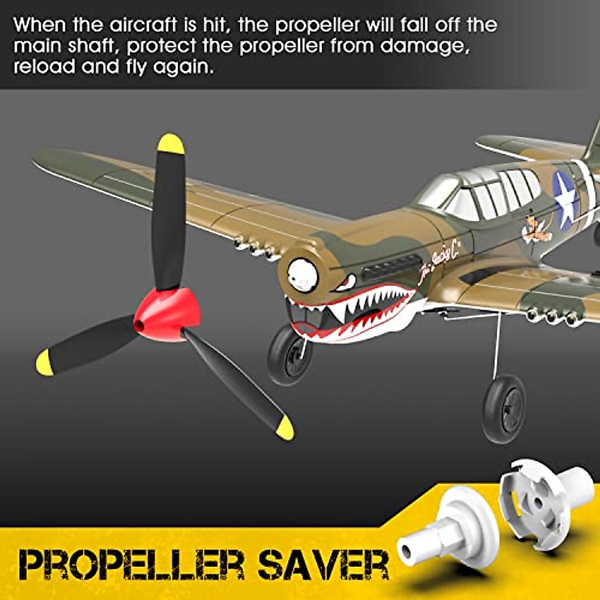 VOLANTEXRC RC Plane 4 Channel P40 Warhawk Remote Control Airplane Fighter RTF with 6-Axis Gyro, 3 Modes Easy to Fly, 2.4GHz Radio Controlled Aircraft for Beginners, Boys & Adults