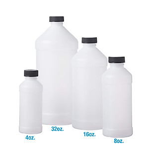 Consolidated Plastics Modern Round Bottle with Cap, HDPE, 32 oz, 12 Piece