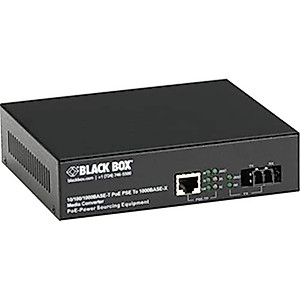 Black Box PoE PSE Gigabit Media Converter, Multimode SC, 550 m - Network (RJ-45) - 1x PoE (RJ-45) Ports - 1 x SC Ports - DuplexSC Port - Multi-Mode - Gigabit Ethernet - 10/100/1000Base-TX