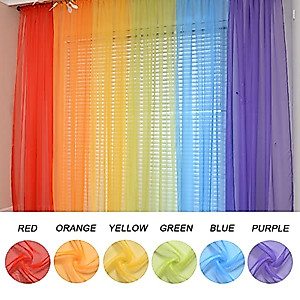 Yancorp 6 Panels Sheer Curtains Rainbow Window Decoration Voile Drapes 84 Inches Kids Girls Boys Party Favor Christmas Classroom Decor Kitchen Bedroom Backdrop(Rainbow,W40 x L84)