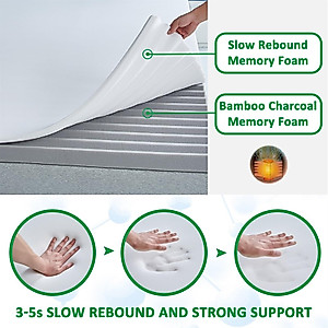 RASPIO Non-Slip Design Memory Foam Mattress Topper with Cover Foam Mattress Pad for Pressure Relief,Soft Bed Topper, with Removable Washable Cover(White 5cm,200x220cm)