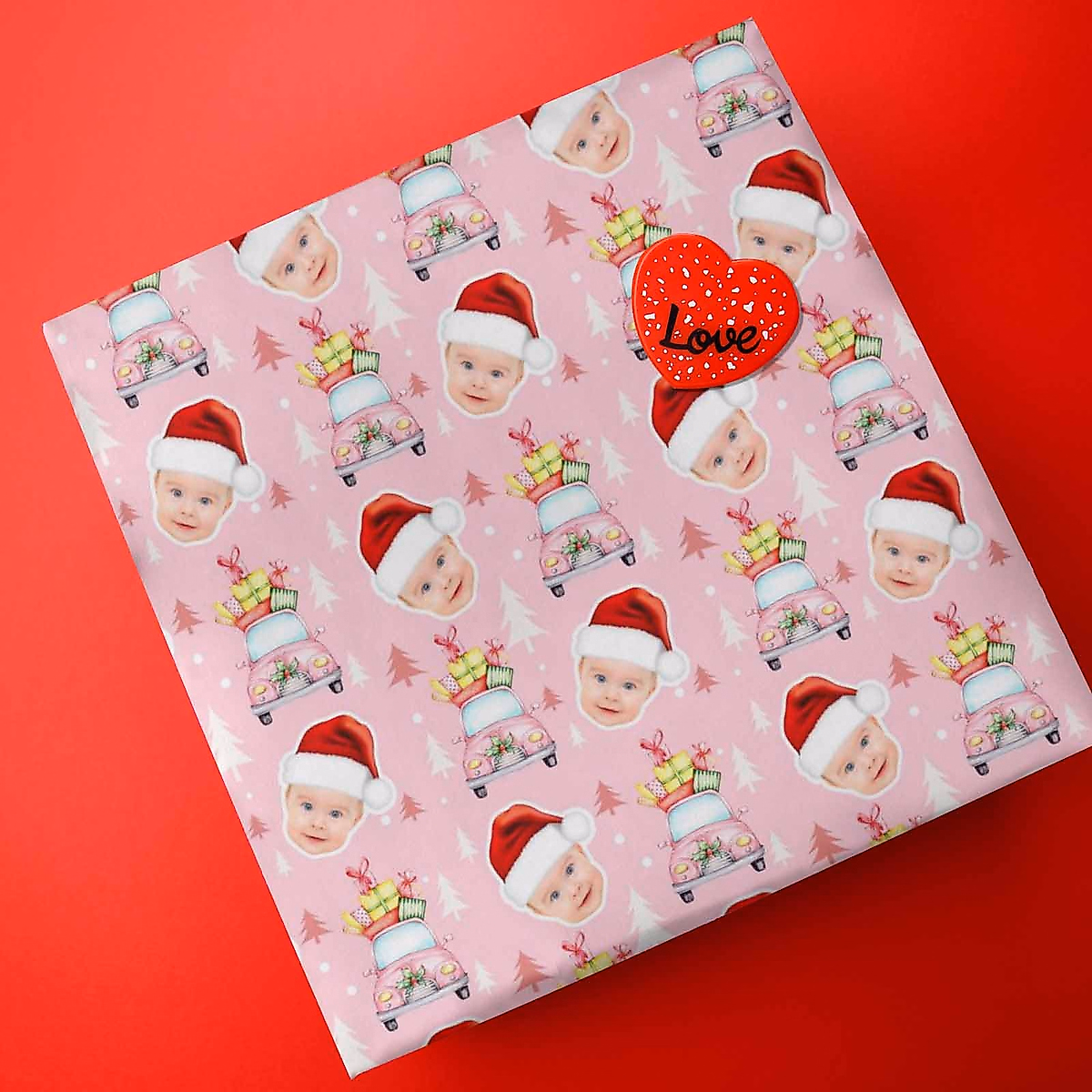 Enjoyyjl Personalized Christma Gift Wrapping Paper for Baby Shower, Kids, Son, Daughter Custom Photo Gift Wrapping Paper Roll Customized Gifts Wrapped Decor for Birthday Christma Valentine' Day