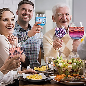 PAGOW 6pcs Wine Glass Sleeve, Identifiers for Standard Size White Wine Glass, Colorful Neoprene Insulator Protector for Wine Glass Ornaments Supplies (4.52x3.07inch, 6 Designs)