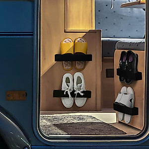 Nirxxiy 4 Pack Adjustable Wall Mounted Shoes Rack, Plastic Shoes Holder Storage Organizer,RV Storage,Door Shoe Hangers,Hanging Shoe Organizer(Black-4-Screw-stickers)