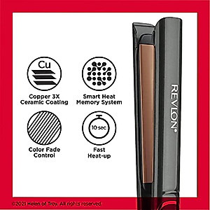 Revlon Copper Smooth Hair Flat Iron | Frizz Control for Fast and Shiny Styles, (XL 1 in)