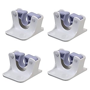 Soaoun Broom Holder 4Pcs Self-Adhesive Wall Mount Plastic Dustpan Hanger No Drilling Anti-Slip for Home Kitchen (white)