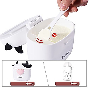 Bebamour Baby Formula Dispenser Portable Travel Milk Powder Formula Container Candy Fruit Snack Storage Container with Scoop and Leveller, BPA Free (Black)