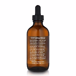 Natures Leaf Sweet Almond Oil, USDA Certified Organic, 100% Pure, Cold Pressed, Nourish & Soften, Promotes Healthy Looking Skin and Hair, Unscented, 4 ounce
