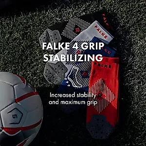 FALKE Unisex 4 GRIP Stabilizing Athletic Socks, Mid Calf, Compression Sock, Light Weight, Breathable Quick Dry, Nylon, Black (Black 3019), 9-10, 1 Pair