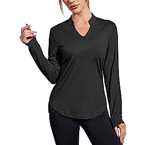 COOrun Long Sleeve Workout Shirts for Women Yoga Athletic Casual Tops Gym Running Breathable Shirt Quick Dry Black X-Large