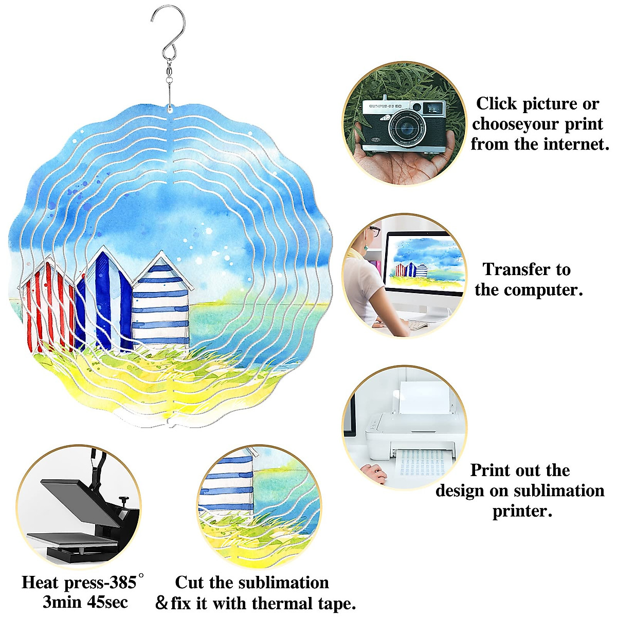 DIY 10" Sublimation Wind Spinners - 6 Pack for Crafts