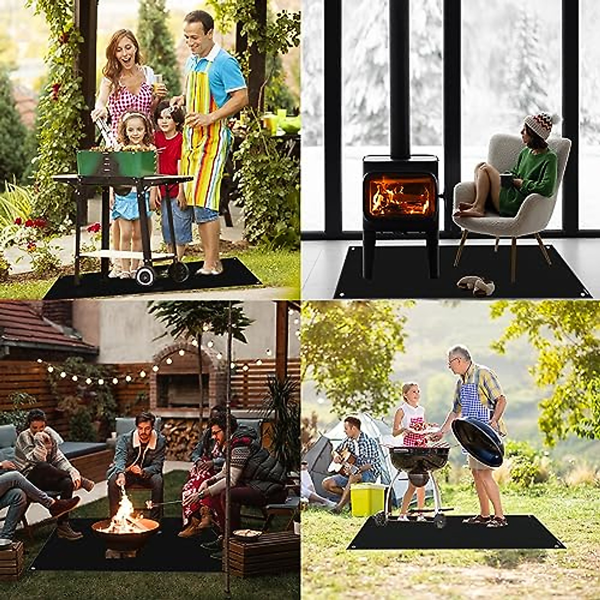 Grill Mat for Outdoor Grill Deck Protector, 65 x 36 Large Under In BBQ Mats for Grilling Double-Sided for Indoor, Gas Grill Sheets,Waterproof,Oil-Proof,Suitable for Fireplace Mat,Fire Pit Floor Mat
