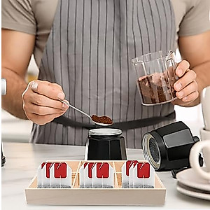 Tea Bag Holder Bamboo Tea & Food Storage Organizer Container Box 6 Compartment Tea Coffe Packet Box Wooden Sugar Bag Box for Tea Bags Coffee Snacks Sugar Sweeteners Small Packets