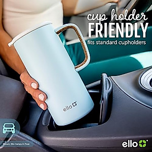 Ello Campy Vacuum Insulated Travel Mug with Leak-Proof Slider Lid and Comfy Carry Handle, Perfect for Coffee or Tea, BPA Free, Matte Black, 18oz