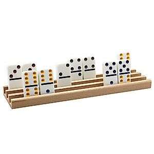 Lulu Home Domino Racks, 4 Professional Wood Domino Trays Premium Holder Racks Great for Mexican Train, Mahjong, Games