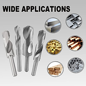 Utoolmart 130mm-155mm Length 1/2 inches High-Speed Steel Metal Twist Drill Bit Shank/Retractor Drill Bit Set Tool Straight Shank Rolling Process 26mm Drill Bit Diameter Milling Process 1 pcs
