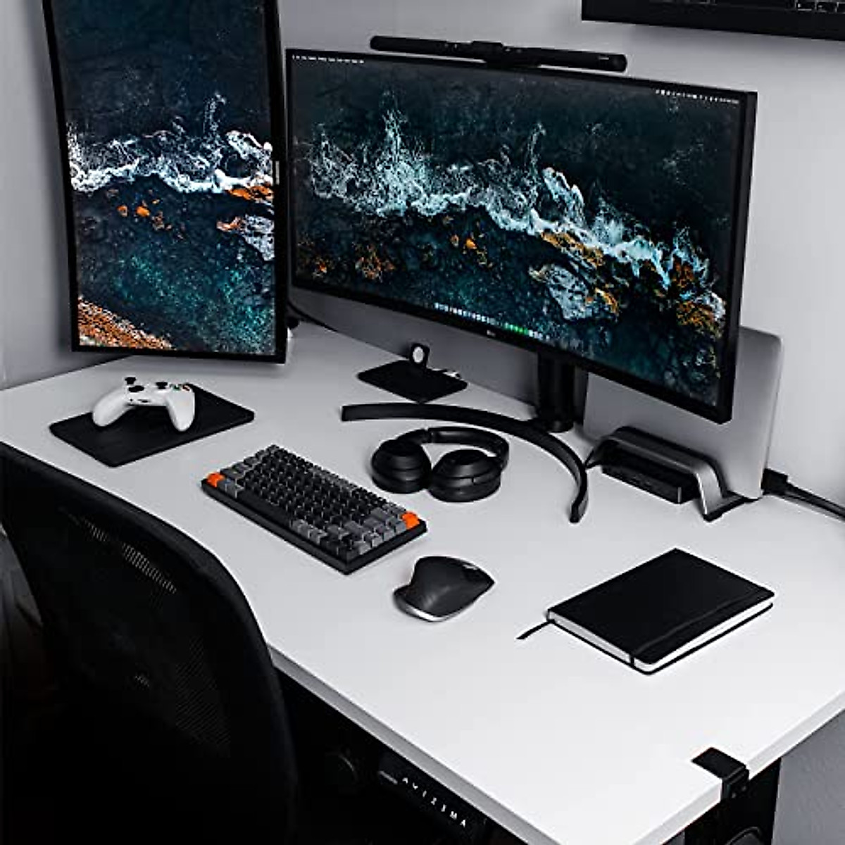 FLEXISPOT Pro 3 Stages Dual Motor Electric Standing Desk 48x30 Inches Whole-Piece Desk Board Height Adjustable Desk Electric Stand Up Desk Sit Stand Desk(White Frame + White Desktop)