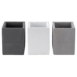 MyGift Deluxe Modern Gray Monochrome Concrete Kitchen Dining Utensil Holders - Cooking Tools and Accessories Storage Organizer Crocks, Set of 3