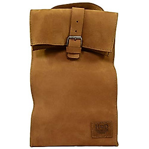 Hide & Drink, Insulated Lunch Bag with Grip Handmade from Full Grain Leather - Old Tobacco