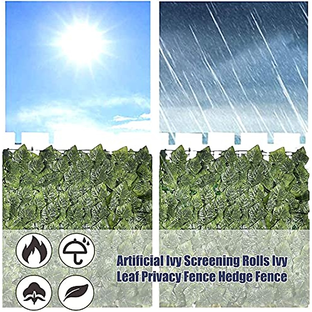 HACSYP Expandable Faux Privacy Fence Artificial Ivy Privacy Fence | Plastic Leaf Fence Panels Artificial Leaf Screen Hedge Privacy Fence Roll for Balcony Patio | Wall Landscaping Decor