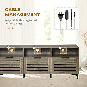 HOMCOM TV Stand for 65 Inch TV, Entertainment Center with Drawer, Doors, and Storage Shelves, TV Cabinet for Living Room, Bedroom, Gray