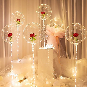 Party Led Balloons, 18 Packs Light Up Balloon Battery Included 3 Meters String Lights Inflated Size 22 Inches Clear Balloon, for Birthday Party Wedding Decorations (Warm White)