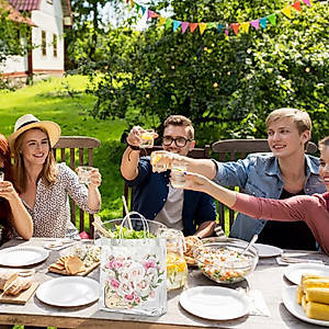 BESARME 20 Pack 6.3" x 5.9" x 2.8" Clear Gift Bags with Handle, Reusable Plastic Small Gift Bags for Party Favors Christmas Wedding Birthday