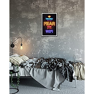 Gaming Posters for Teen Boys Room Decor - Boys Wall Art Gamer Decorations for Bedroom - Video Game Black Light Posters - Gaming Accessories for Room - Gamer Gifts - 12x18in Unframed - The Only Fear Is No Wifi