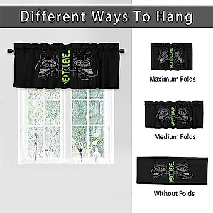 Abstract Boys Gamepad Rod Pocket Valance Curtains,Modern Digital Geometric Video Game Game Gamepad Window Treatments Valances for Kitchen Living Bathroom 54x18inch（2Pcs）