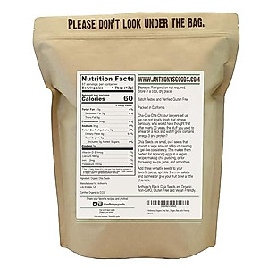 Anthony's Organic Chia Seed, 2.5 lb, Gluten Free, Vegan, Keto Friendly