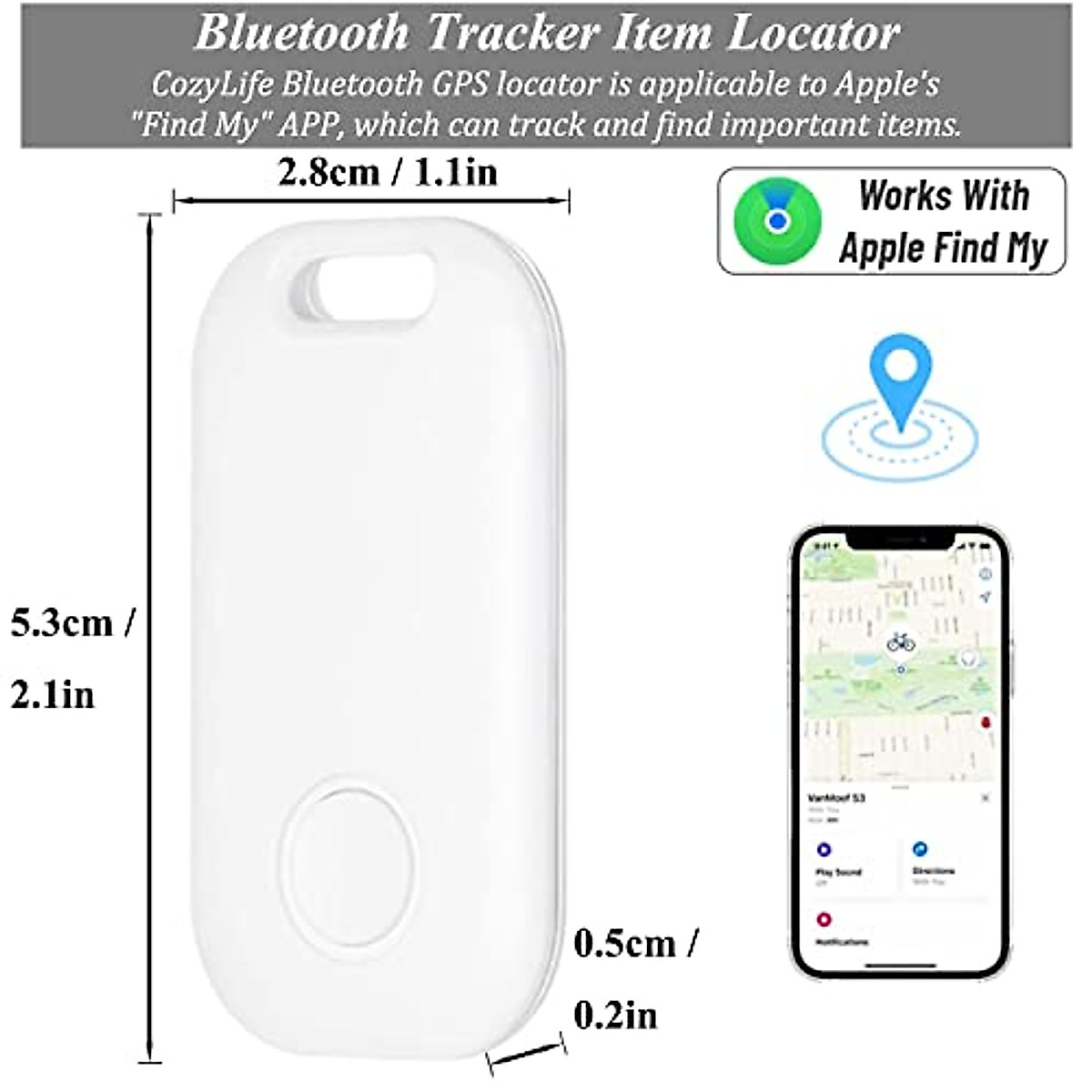 1PCS Smart Tracker Works with Apple Find My, Super Small Wireless Powerful Item Locator, Remote Keys Finder, Waterproof Tracking Device for Keys, Wallet, Pet, Bag, Backpack, Luggage and More, iOS ONLY