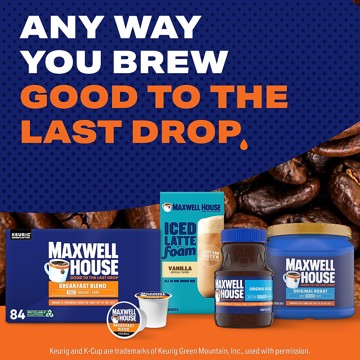 Maxwell House Breakfast Blend Light Roast K-Cup Coffee Pods (84 Pods)