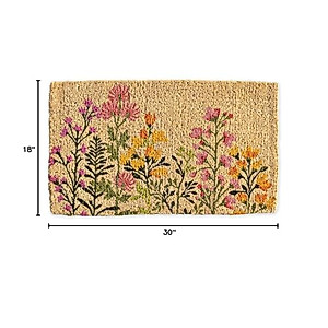 Vivaterra Spring Garden Coir Door Mat, 30" W x 18" D x 1" H, Natural Coir Entrance Doormat, Thick for Outdoor, Entry, Patio, Front Door Mat, Cheery Eco-Friendly Welcome Mat