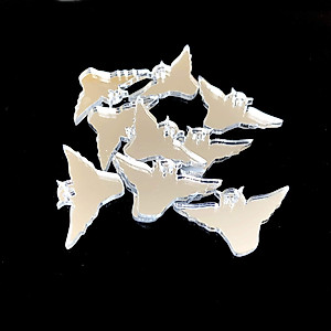 Super Cool Creations Owl Shaped Crafting Mirrors, Set of 10, Many Colours, Shatterproof Acrylic, Bright Green, Pack of 10 x 8cm