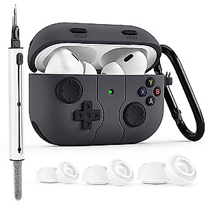 KOREDA Compatible with AirPods Pro 2nd Generation/1st Generation Case Cover with Cleaner Kit & Replacement Eartips (S/M/L), Funny Classic Handheld Game Console Design Case for AirPod Pro 2022/2019