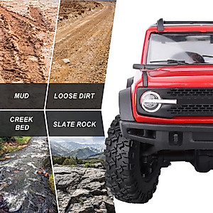 HobbyPark Soft Rubber SCX24 Tires 1.0 Rock Crawler for 1/18 TRX4M Axial SCX24 Gladiator Bronco C10 JLU Deadbolt B17 Betty 1/18 1/24 RC Crawler Car, 4PCS (52x20mm)