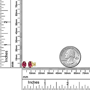 Gem Stone King 18K Yellow Gold Plated Silver Pink Tourmaline Earrings | 1.70 Cttw | Oval 7X5MM Stud Earrings | Gold Earrings for Women