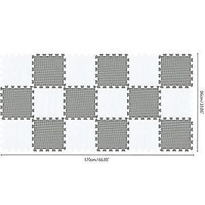 qqpp EVA Rubber 18 Tiles Interlocking Puzzle Foam Floor Mats - Baby Play Mat for Playing | Exercise Mat for Home Workout. White, Gray. QC-ALb18N