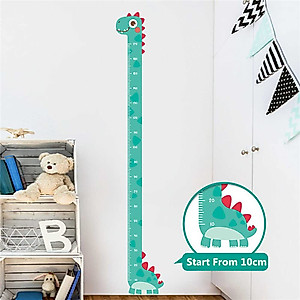 Green Dinosaur Vinyl Self-Adhesive Growth Chart Decal for Kids Room Bedroom Nursery Wall Decor StickerRemovable Baby Height Measure Mural 10cm to 170cm