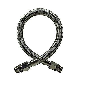 Industrial Grade Compressor Jumper Hose, 1/2" NPT Male x 20" Length, 750°F，450 PSI，Both Sides Fittings Rotate Freely，Flexible Whole body Stainless Steel Metal Hose