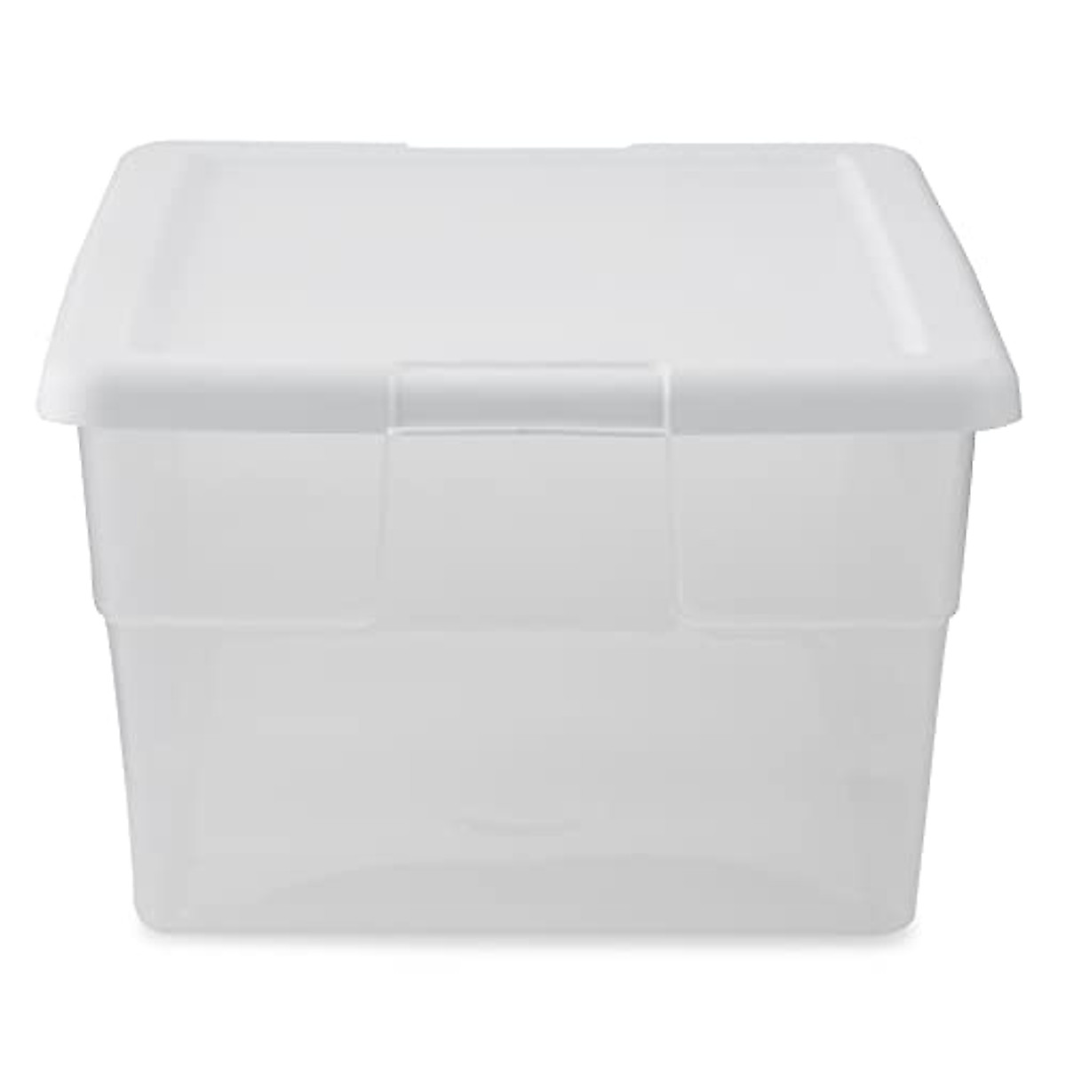 Sterilite 16 Qt Stackable Clear Plastic Storage Bin Tote Container Organizer with Handles & Indented White Lid for Organization and Storage (24 Pack)