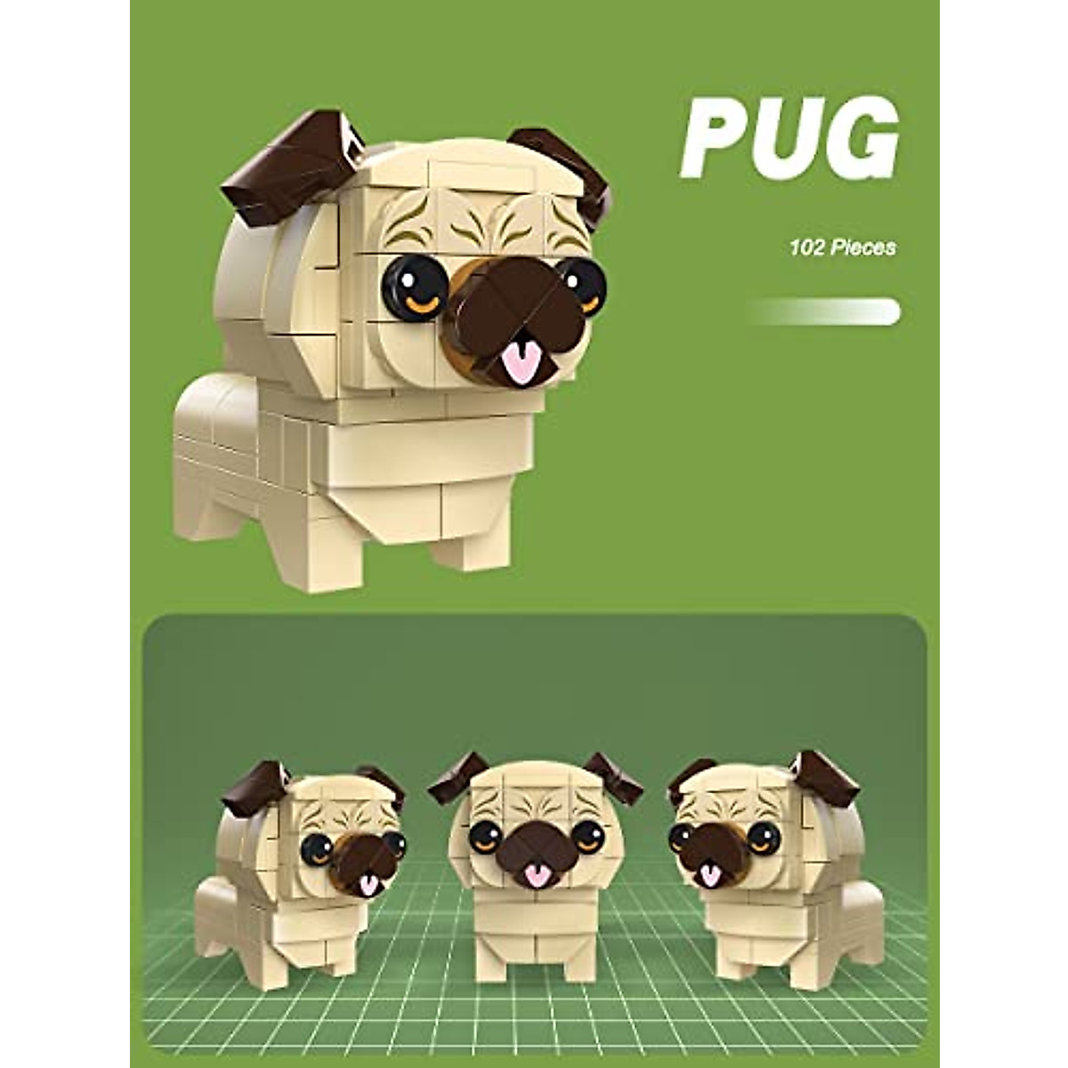 Apostrophe Games Dogs & Friends Building Block Sets - 6 Animals to Build, 661 Pieces - Corgi, Husky, Pug, Shiba Inu, Yorkshire Terrier, Squirrel