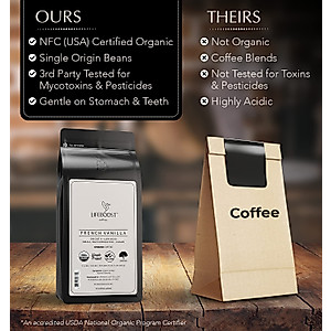 Lifeboost Coffee French Vanilla Ground Coffee - Low Acid Single Origin USDA Organic Coffee - Non-GMO Ground Coffee Beans Third Party Tested For Mycotoxins & Pesticides - 12 Ounces